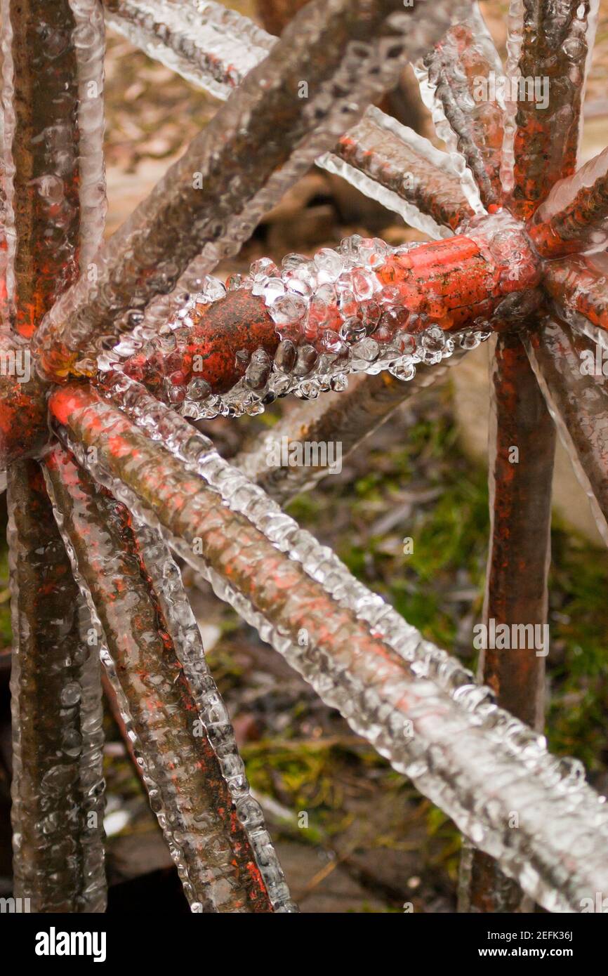 Metal structure covered with a thick layer of ice Stock Photo - Alamy