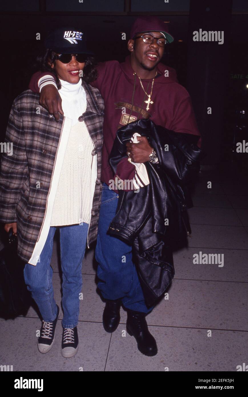 Whitney Houston and singer Bobby Brown depart for New York City on ...