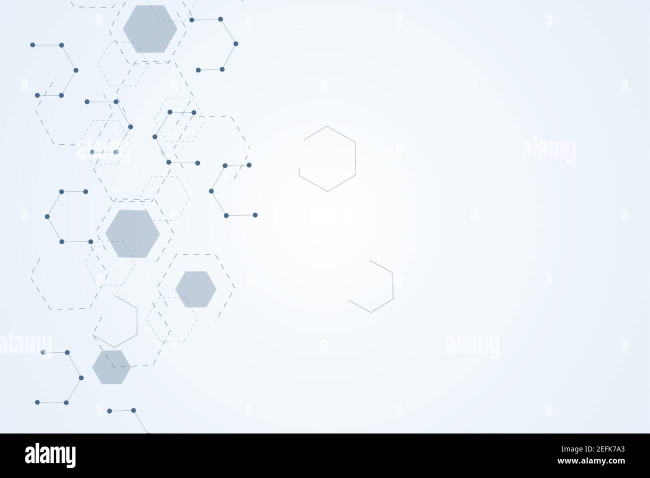 Science network pattern, connecting lines and dots. Technology hexagons ...