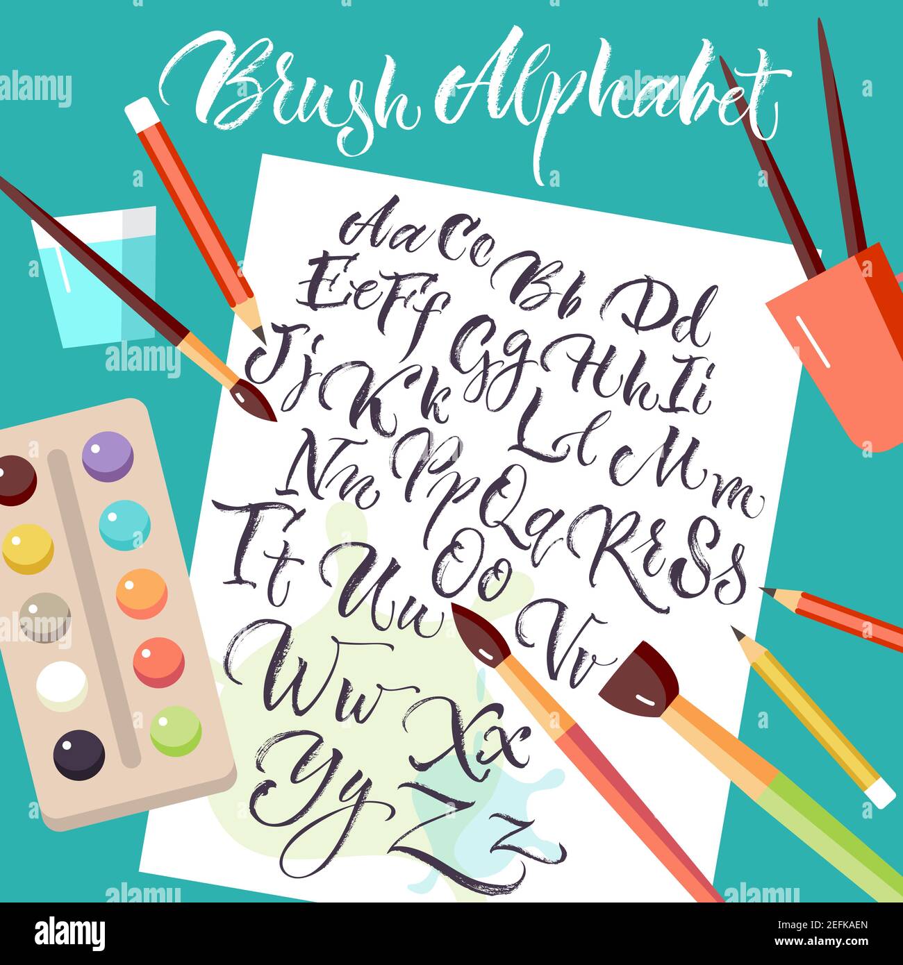 Colored design composition with artistic tools and sheet of paper with ...