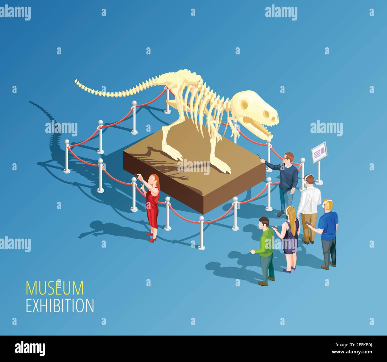 Museum infographic background with isometric composition of dinosaur ...