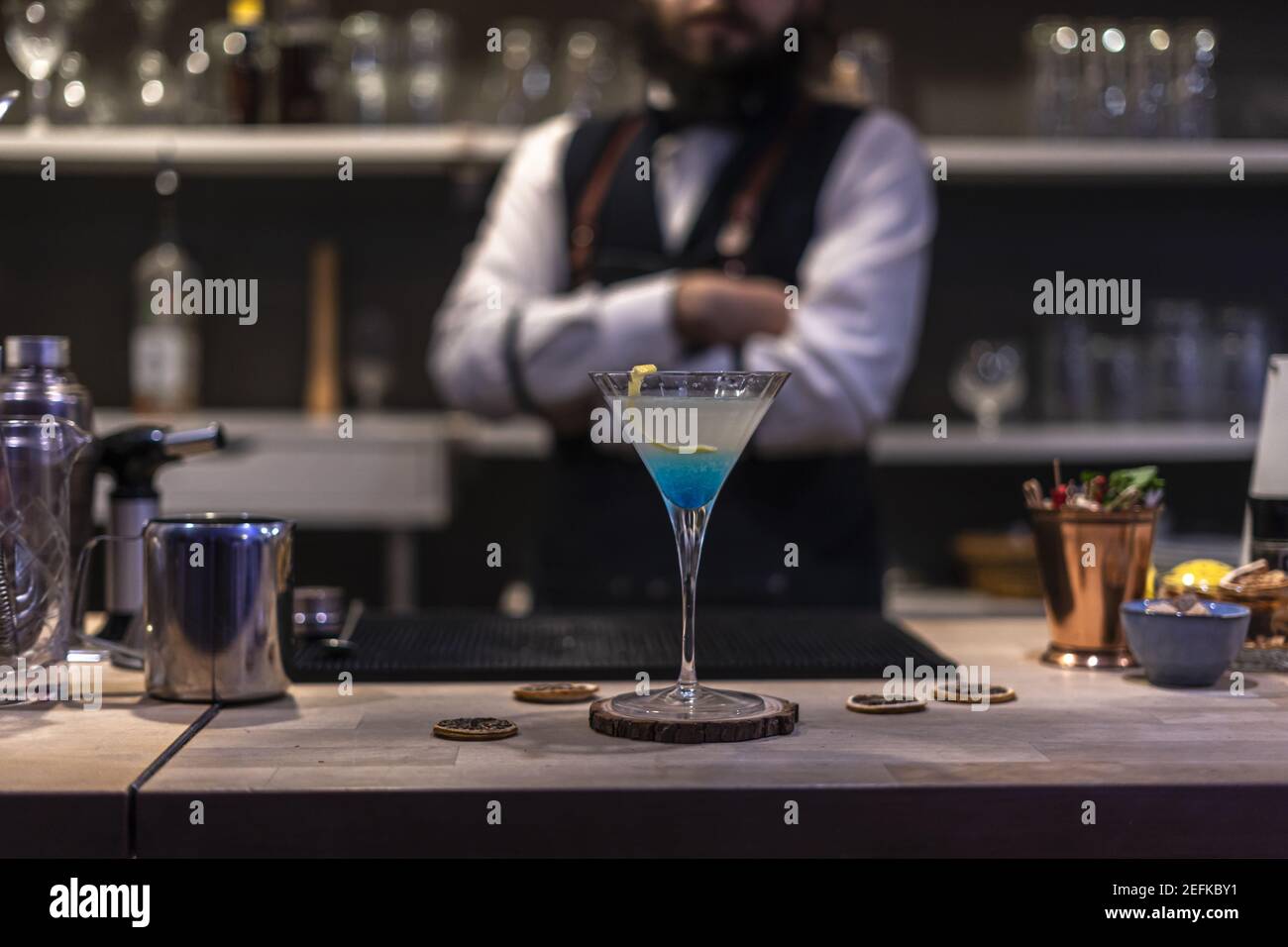 Bartender making an alcoholic cocktail at the night club Stock Photo ...