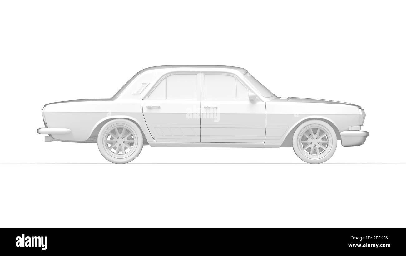 3D rendering of a vintage retro car isolated in a empty studio Stock ...