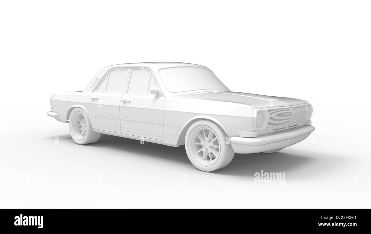 3D rendering of a vintage retro car isolated in a empty studio Stock ...