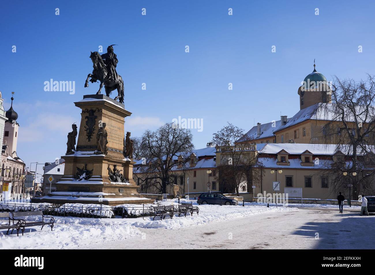Podebrady, Czech Republic - February 14, 2021 - the equestrian statue ...