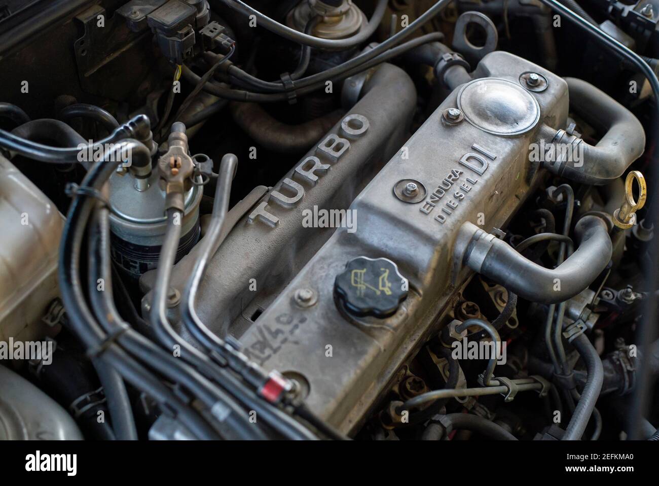 Used car engine ready for repair and maintenance Stock Photo - Alamy