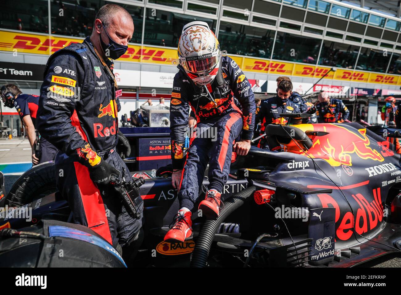 VERSTAPPEN Max (ned), Aston Martin Red Bull Racing Honda RB16, portrait in the pitlane during ...