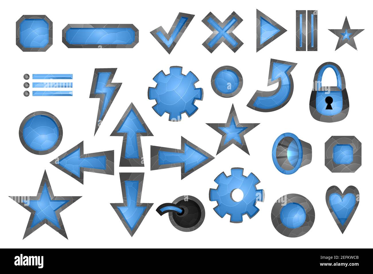 Big set of gaming elements isolated on white background. Design for ...