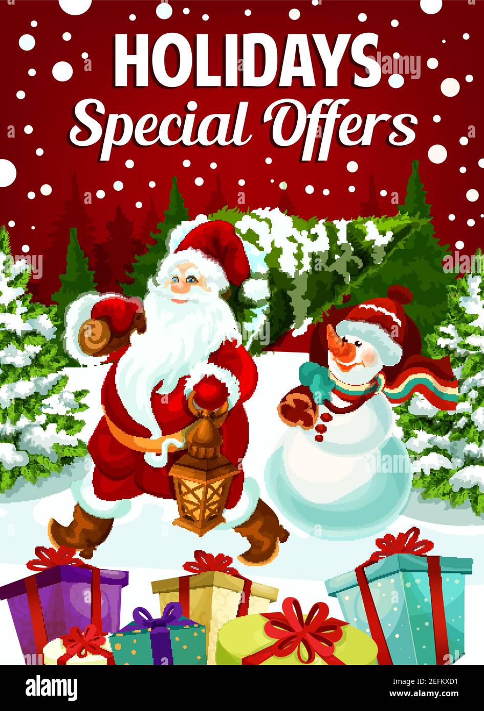Christmas sale poster for happy holidays special promo offer. Vector ...