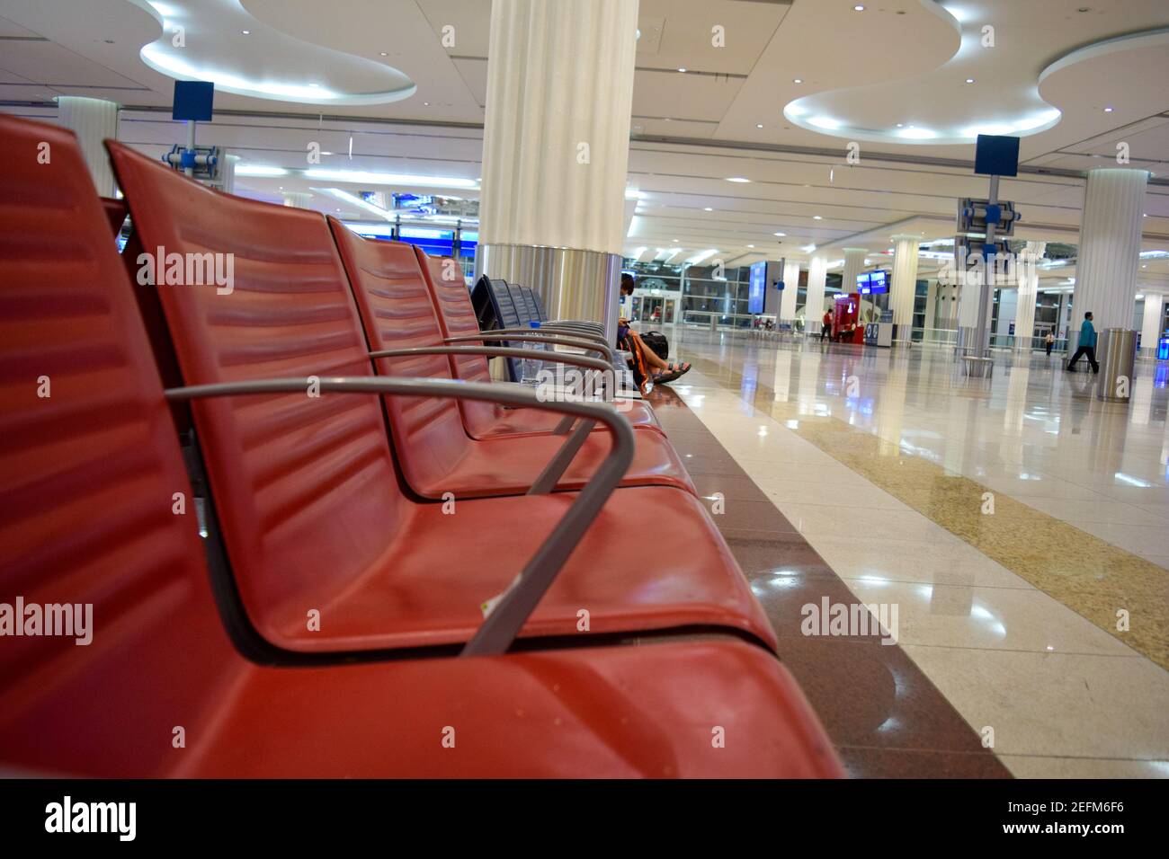 Waiting Chairs Of Passengers in Dubai International Airport Terminal 3 ...