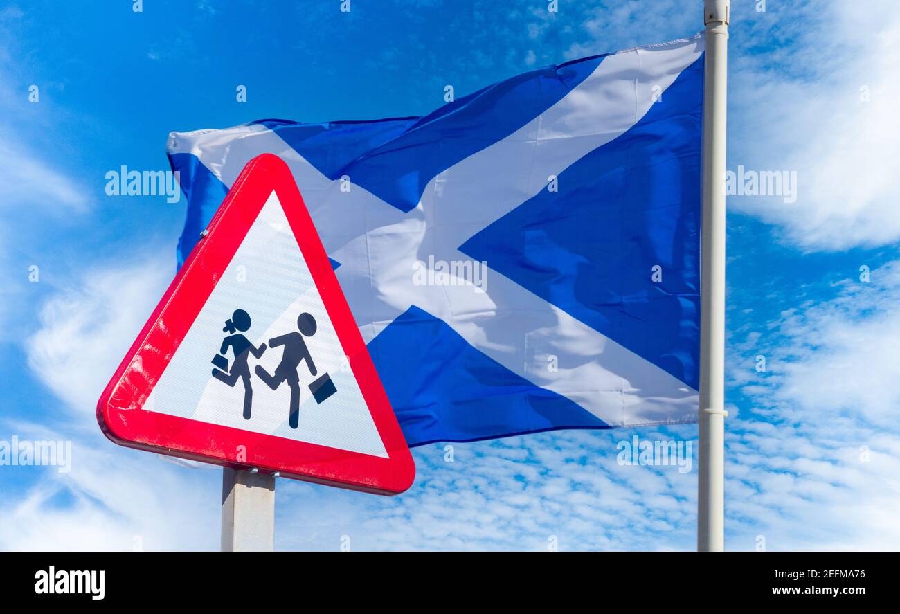 Back to school Scotland education, childcare concept: School sign and ...