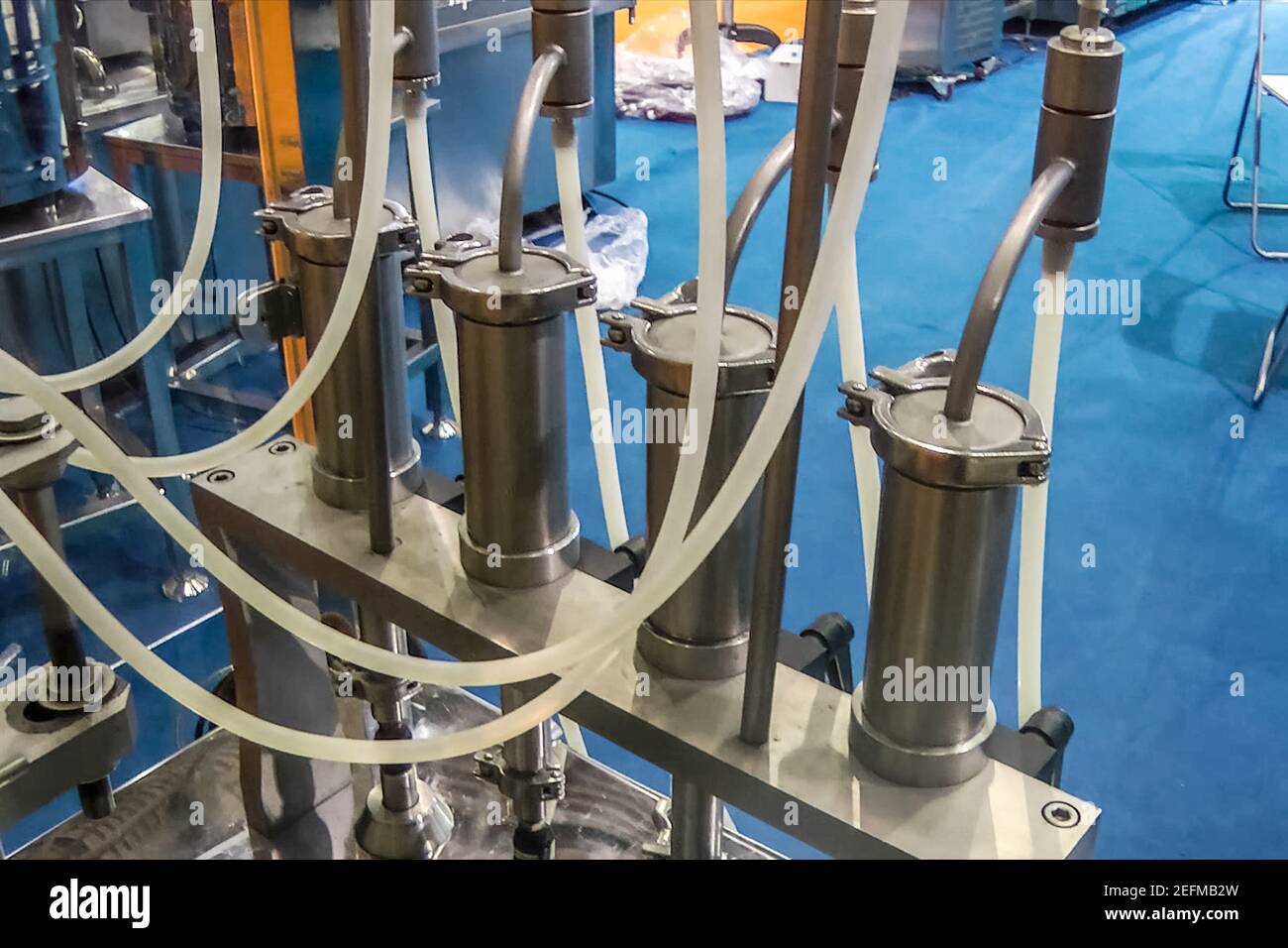 pharmaceutical equipment, line for filling and spinning cans Stock ...