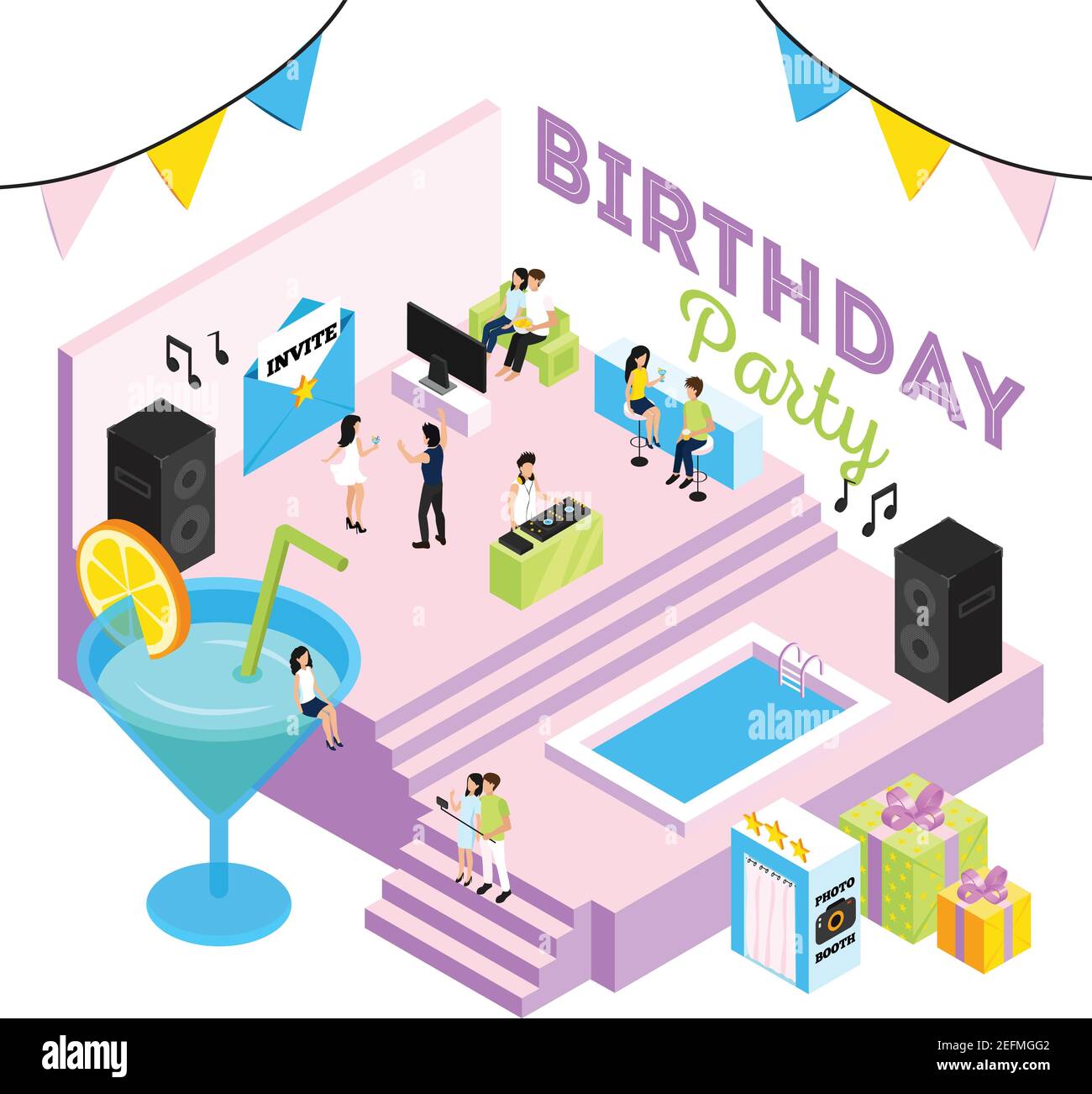 Man dancing swimming pool Stock Vector Images - Alamy