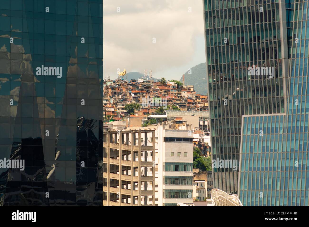 contrast between brazilian favelas and skyscrapers Stock Photo - Alamy