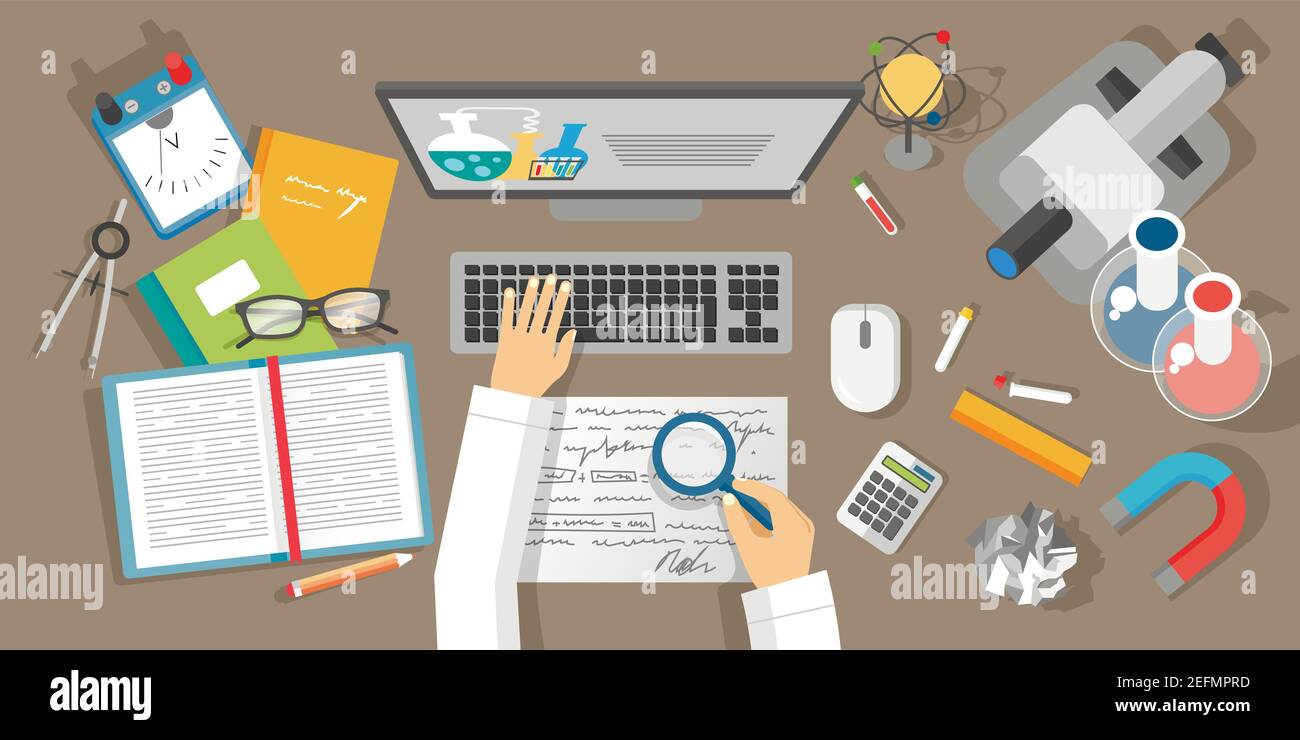 Vector flat design illustration of science and laboratory concepts ...