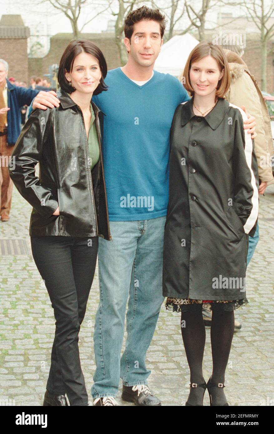 London, UK. LIBRARY. Courteney Cox, David Schwimmer and Helen Baxendale ...