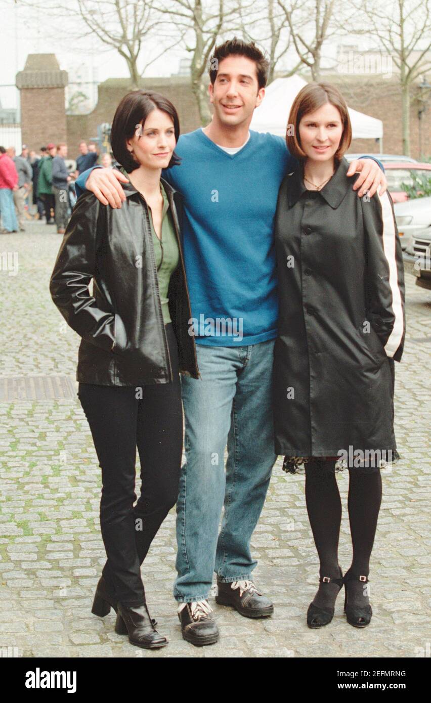 London, UK. LIBRARY. Courteney Cox, David Schwimmer and Helen Baxendale ...