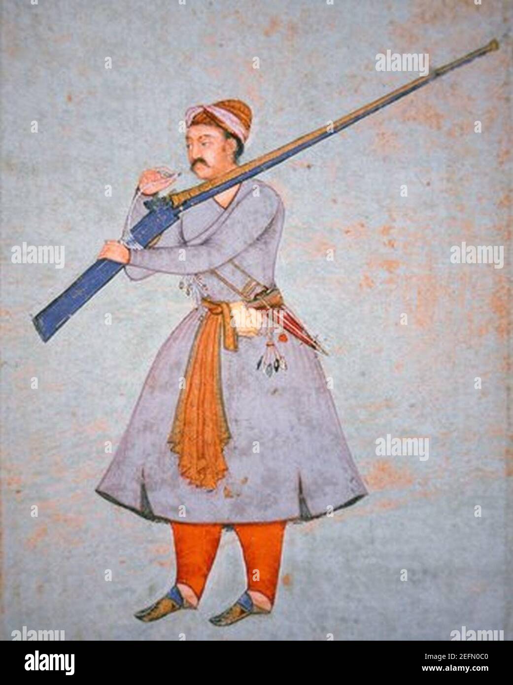 Officer of the Mughal Army, c.1585 (colour litho Stock Photo - Alamy
