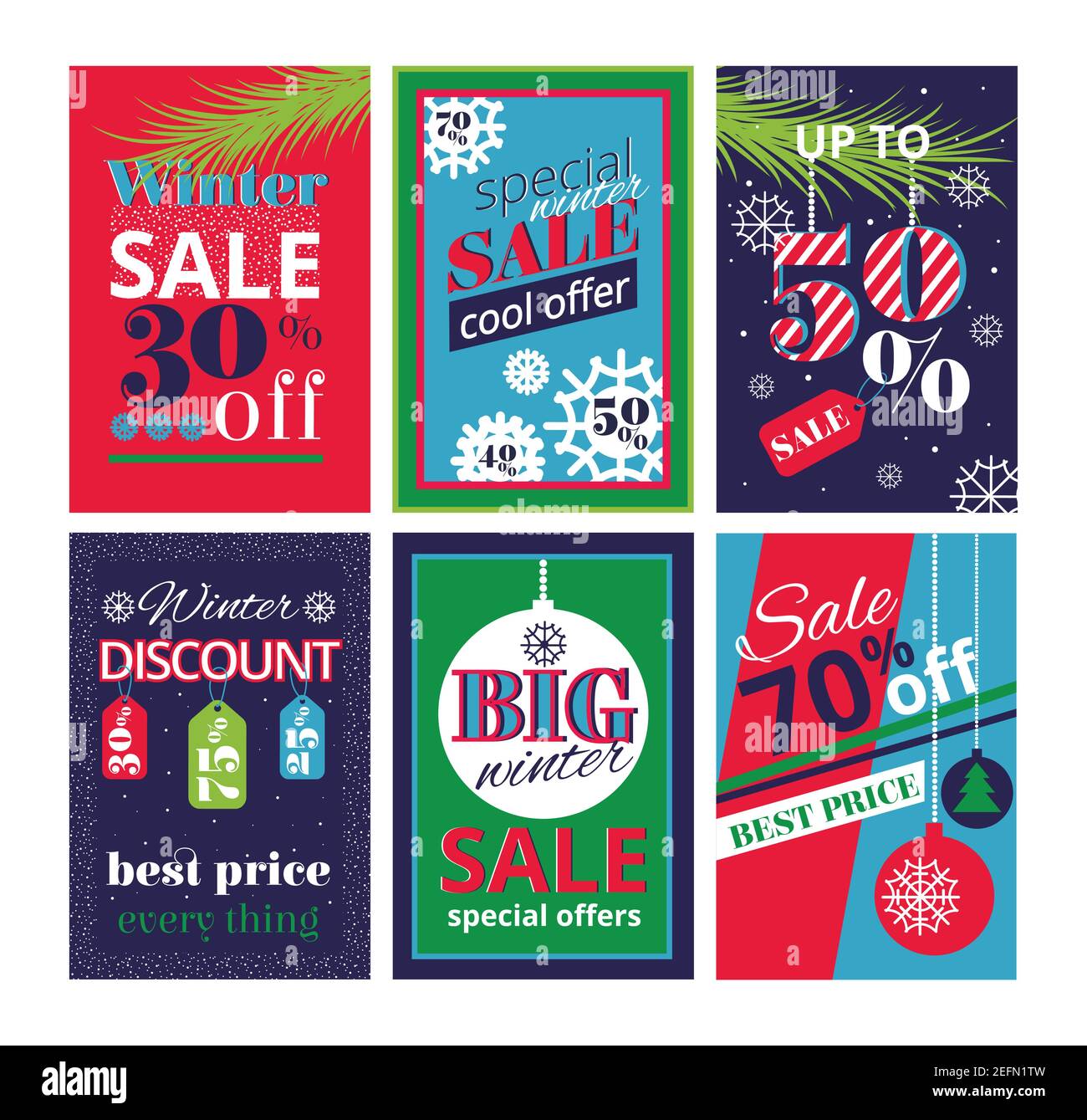 Modern flat thin line design vector illustration, set of sale banners ...