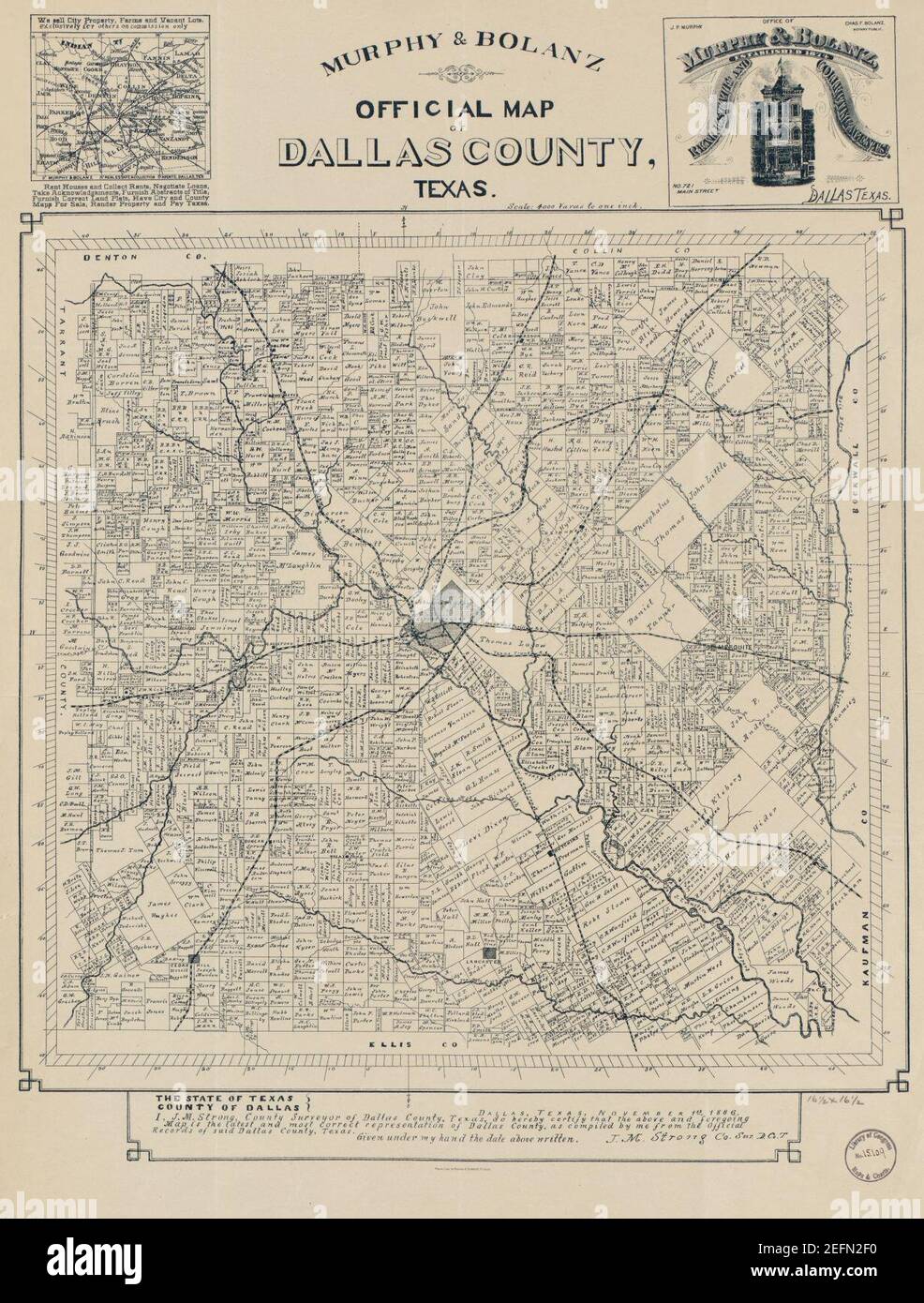 Official map of Dallas County, Texas Stock Photo - Alamy