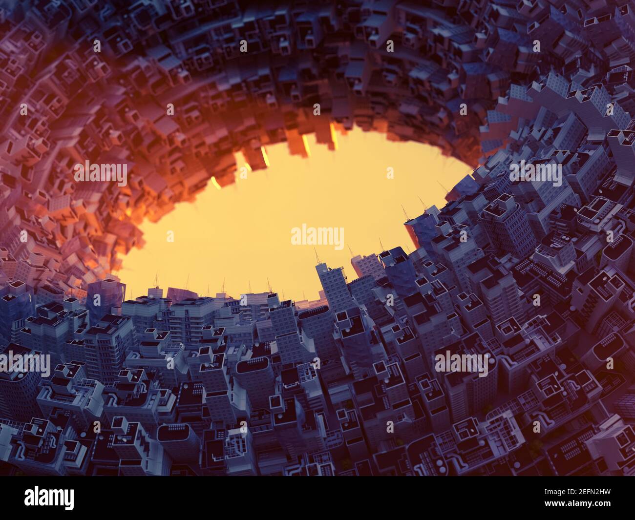 futuristic city on artificial planet Stock Photo - Alamy