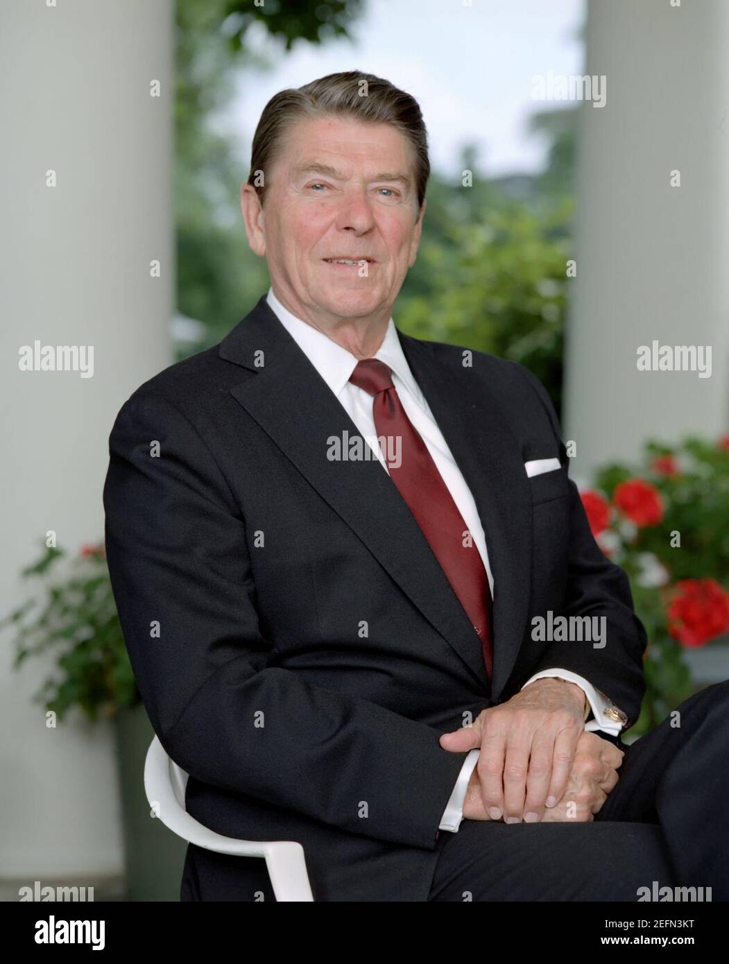 Official Portrait of President Ronald Reagan on The Oval Office Patio ...
