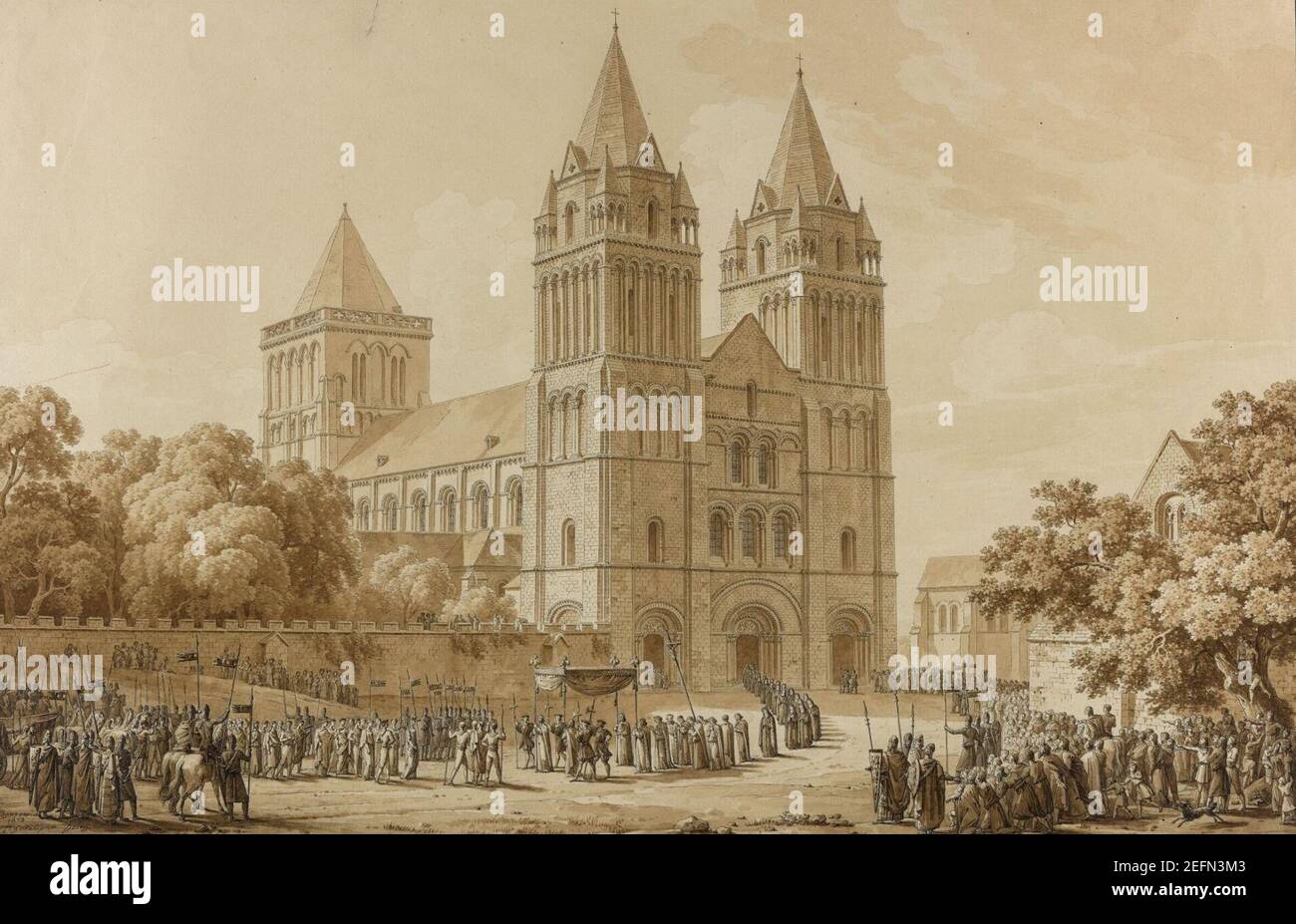 Official reception of queen Matilda of England in front of the Abbaye ...