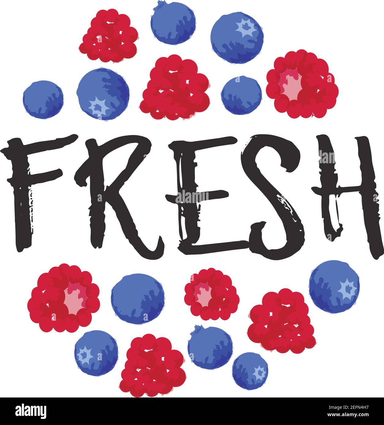 Berries fruit label and sticker - Fresh. Vector illustration in ...