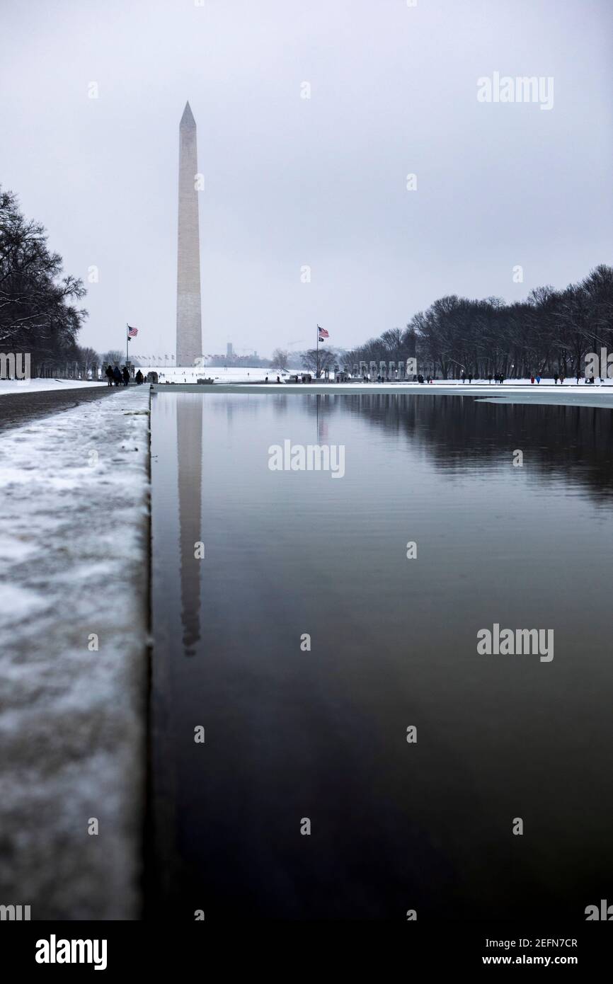 Snow blankets the National Mall and Washington Monument in DC Stock ...