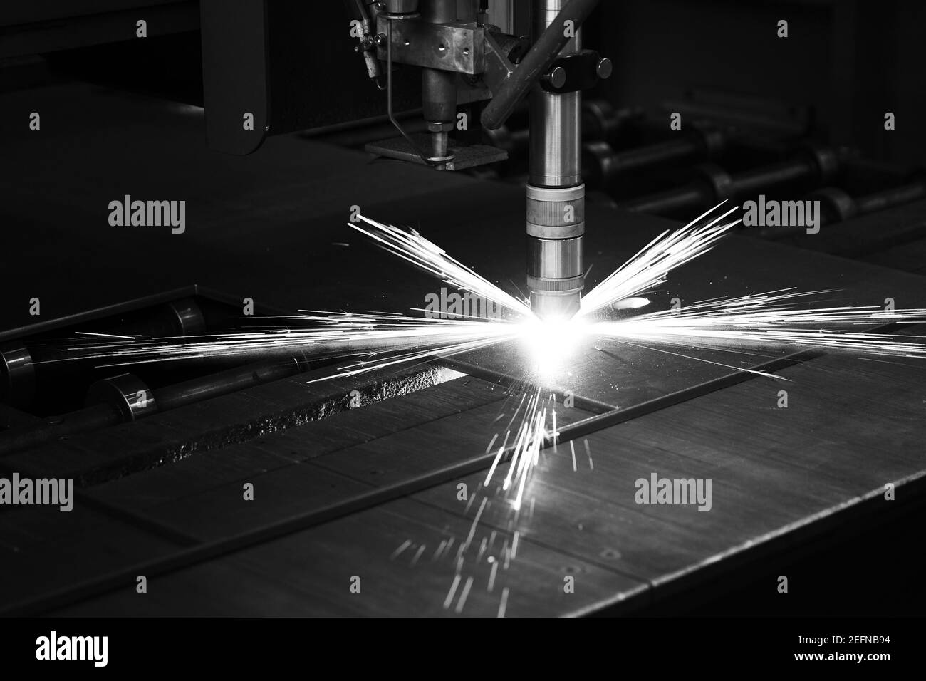 Industrial cnc plasma machine cutting of metal plate and profiles Stock ...