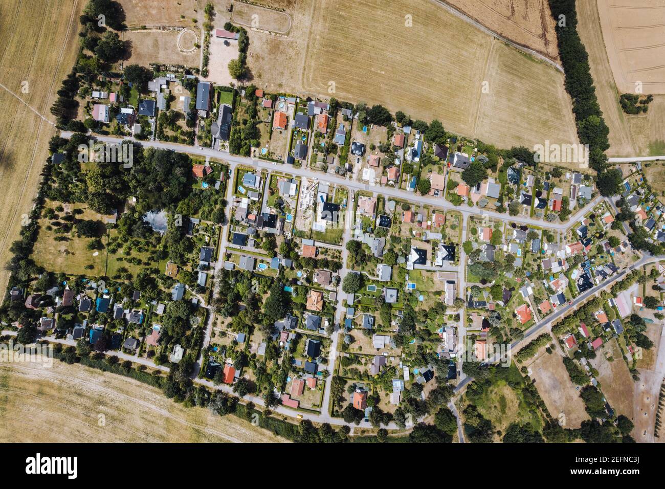 Aerial view of country houses in a European village Stock Photo - Alamy