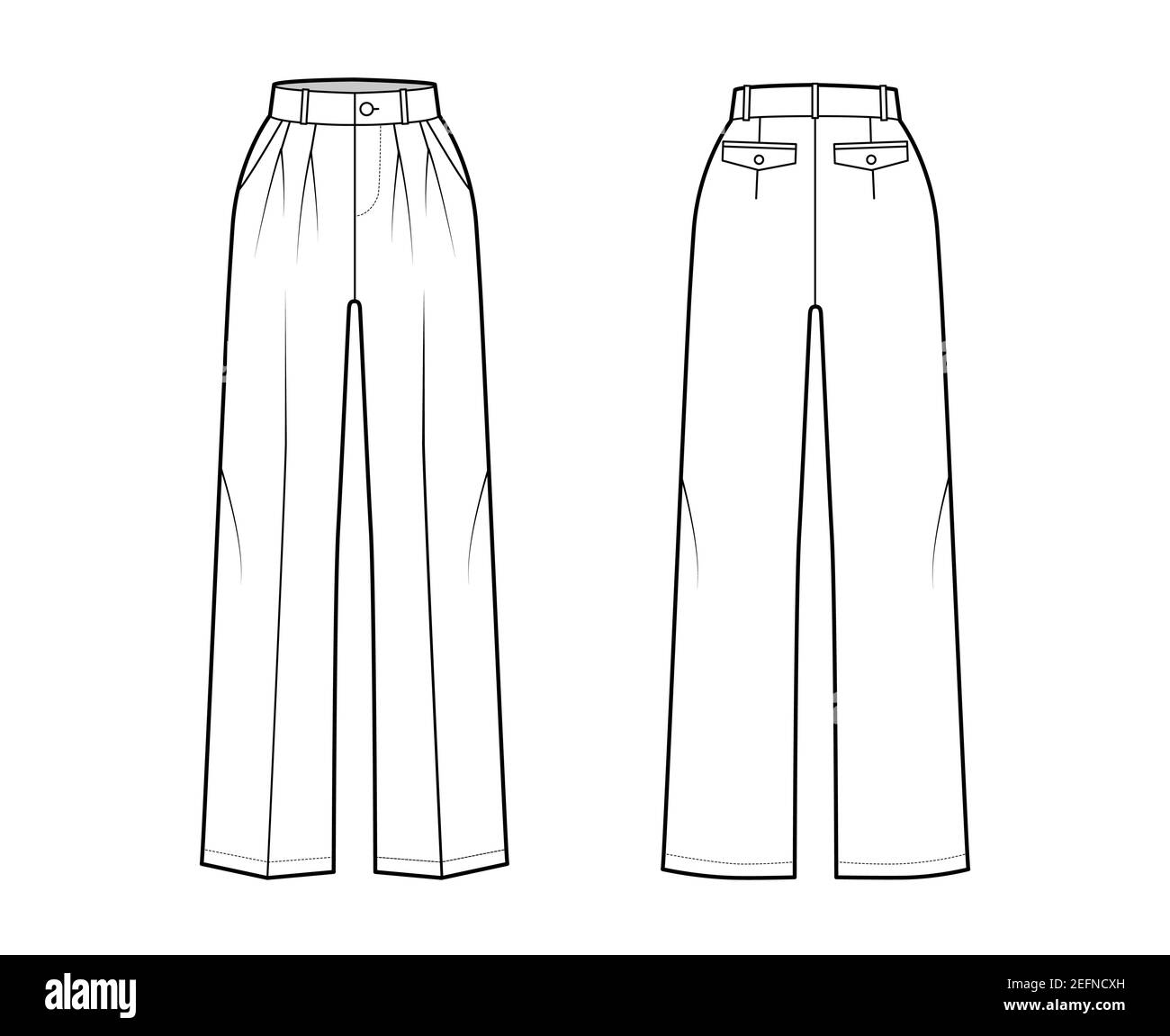Pants tailored technical fashion illustration with extended normal ...