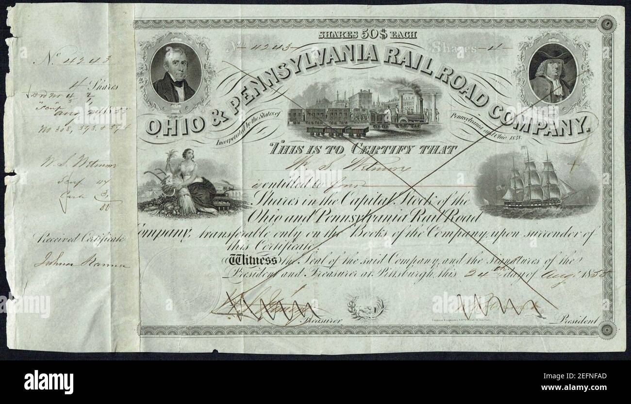 Ohio and Pennsylvania Railroad 1855 Stock Photo - Alamy