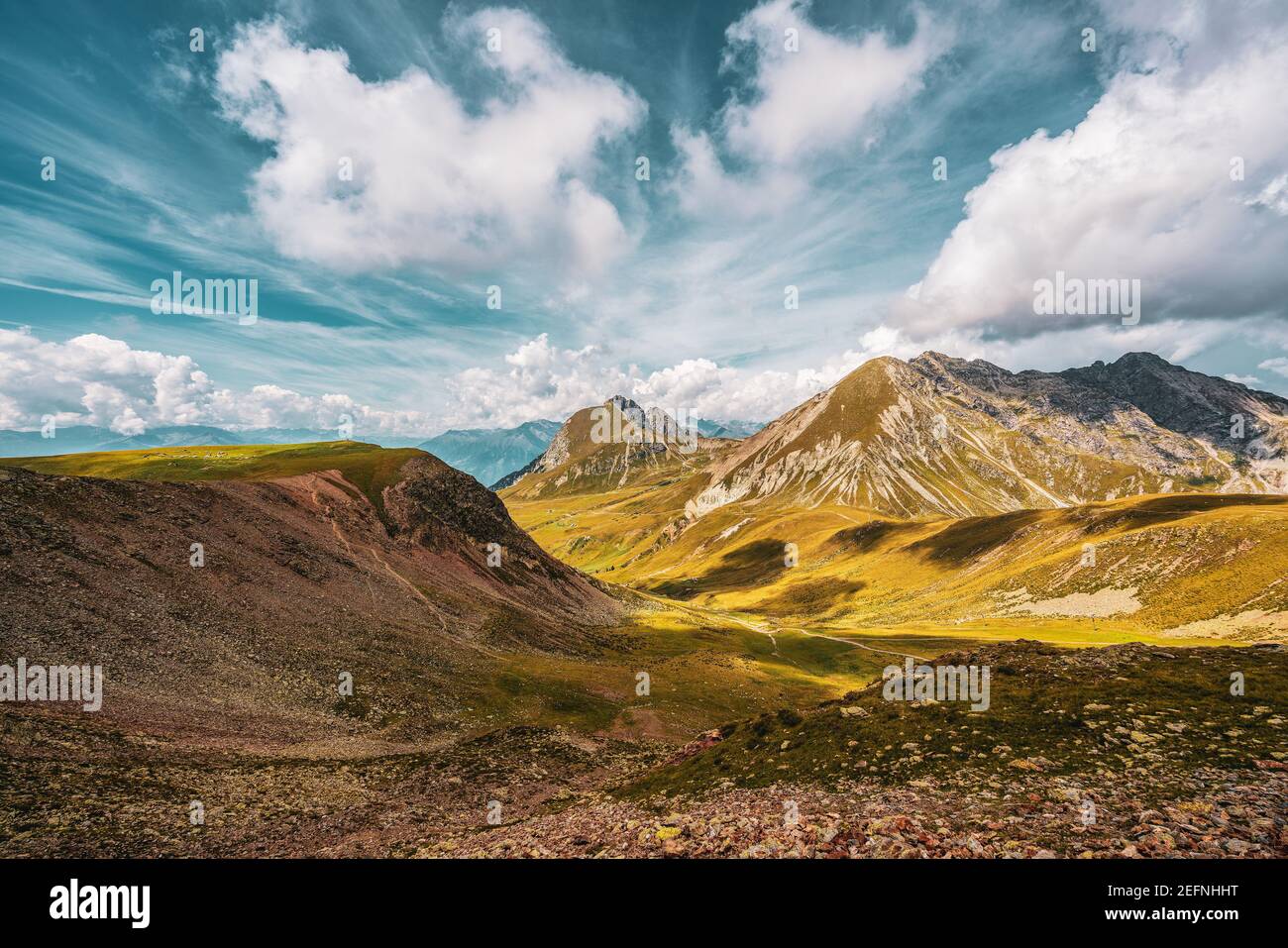 panoramic view of the Dolomites with beautiful weather clouds , Italy ...