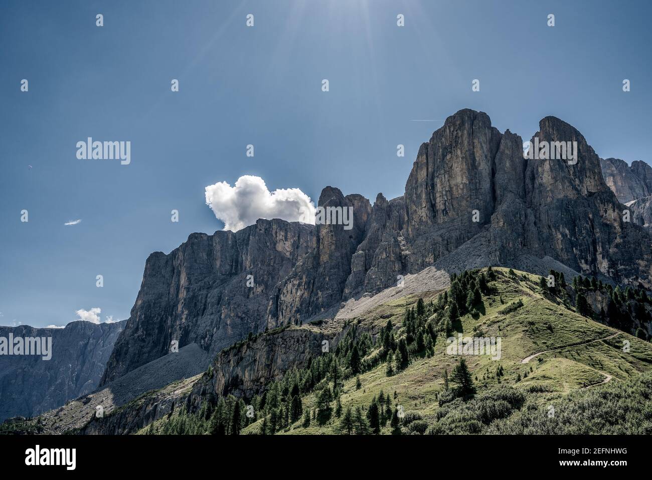 panoramic view of the Dolomites with beautiful weather clouds , Italy ...