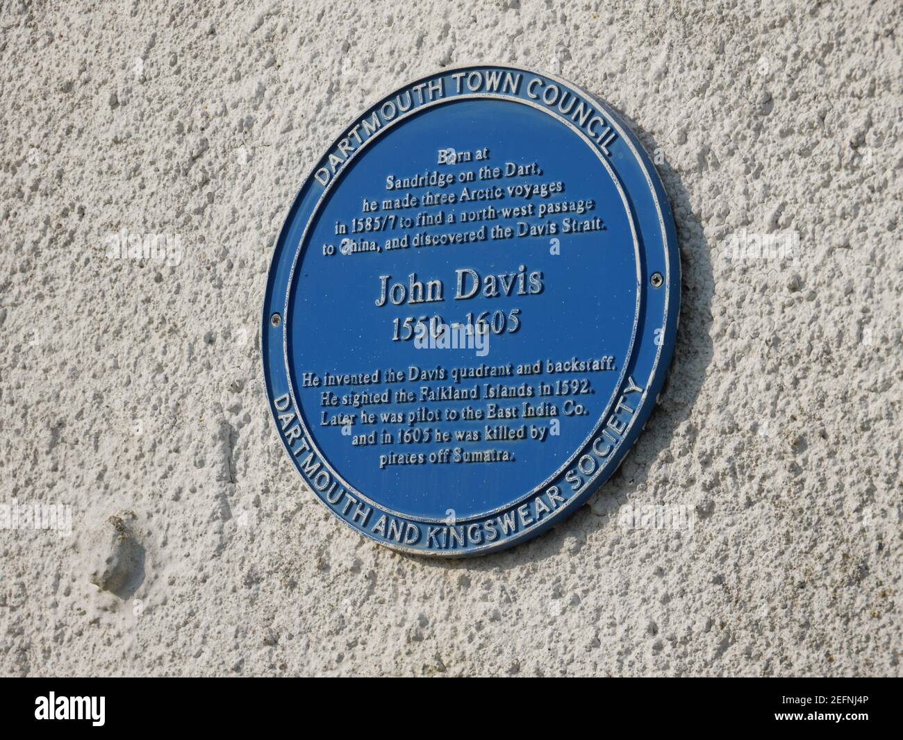 Blue plaque at Dartmouth, Devon, commemorating John Davis who was an ...