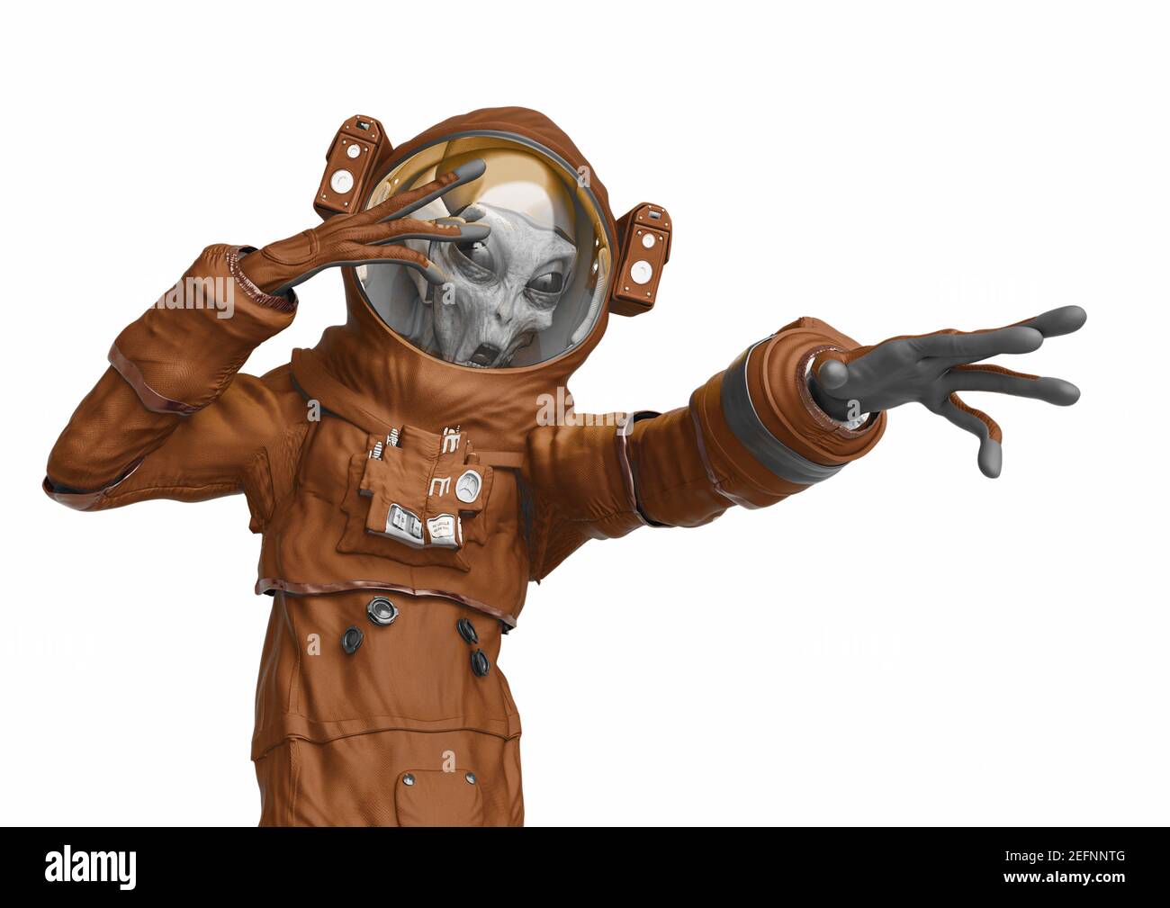 alien astronaut is angry, 3d illustration Stock Photo - Alamy