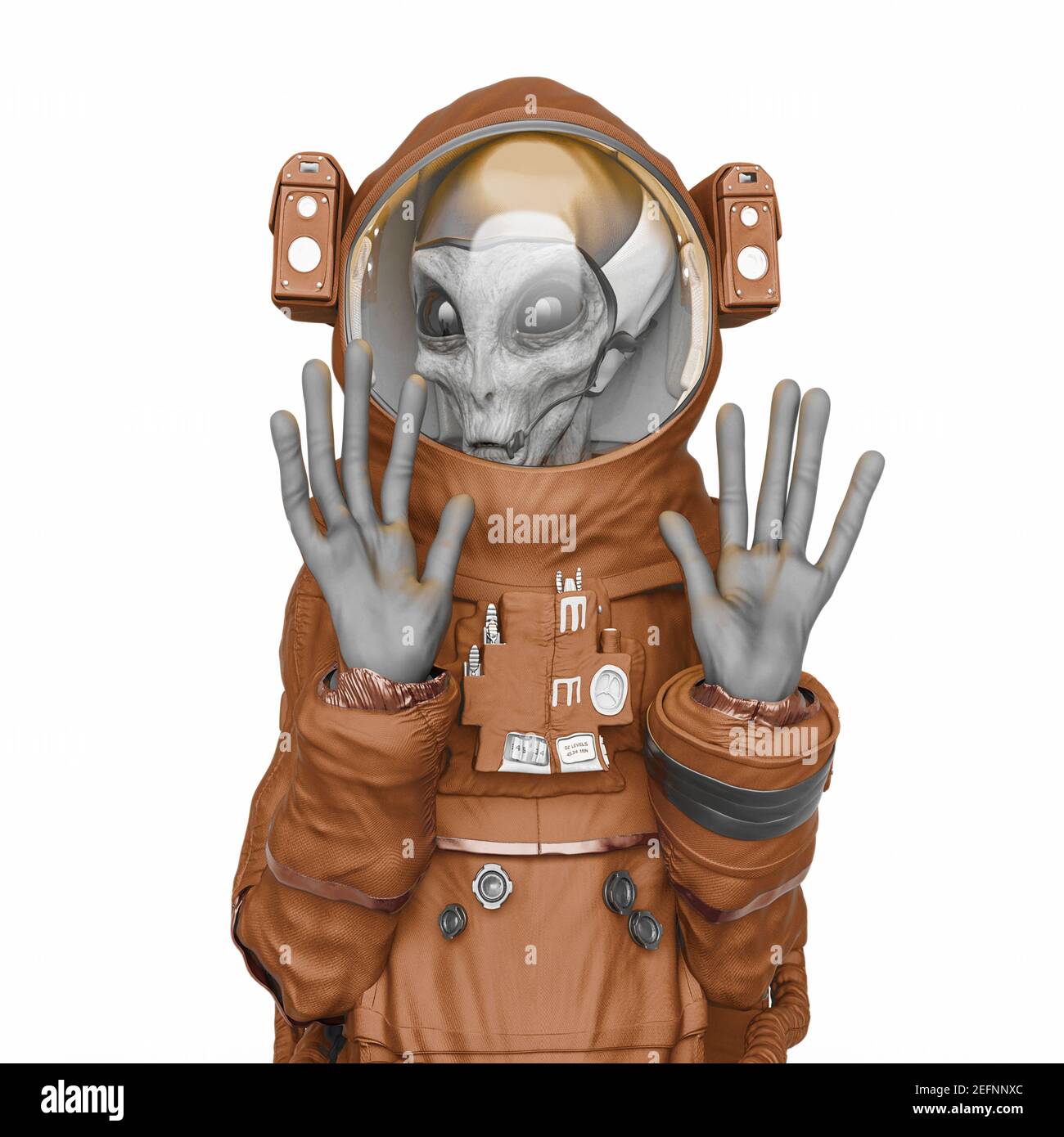 alien astronaut in badass meme pose, 3d illustration Stock Photo - Alamy