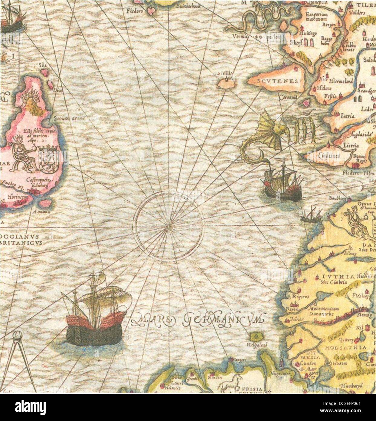Olaus Magnus Carta Marina North Sea Stock Photo - Alamy