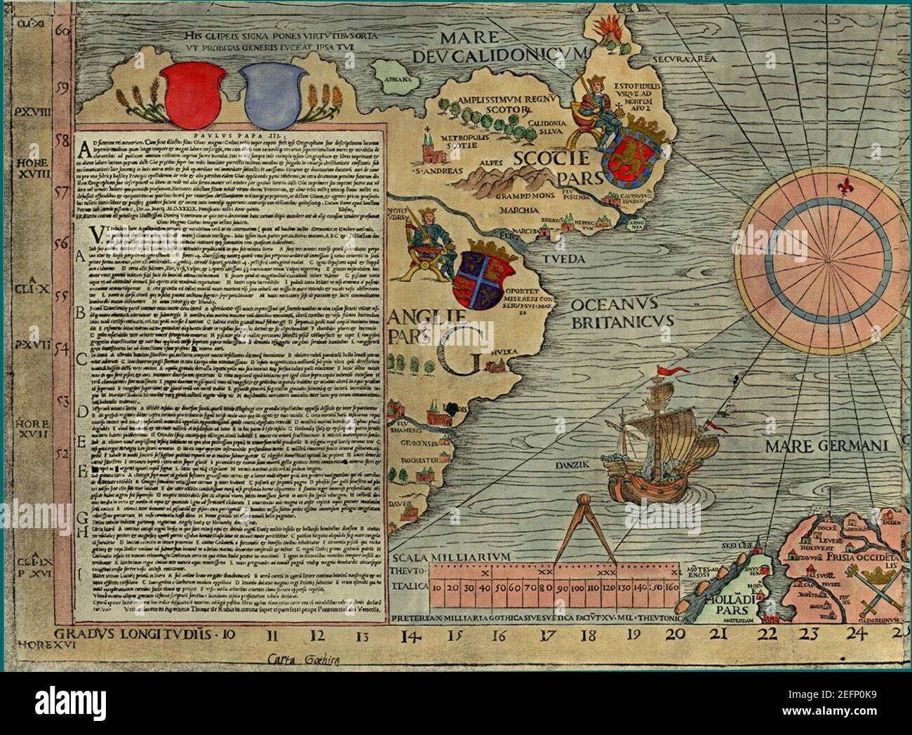 Olaus Magnus' Map of Scandinavia 1539, Section G, Scotland, England ...