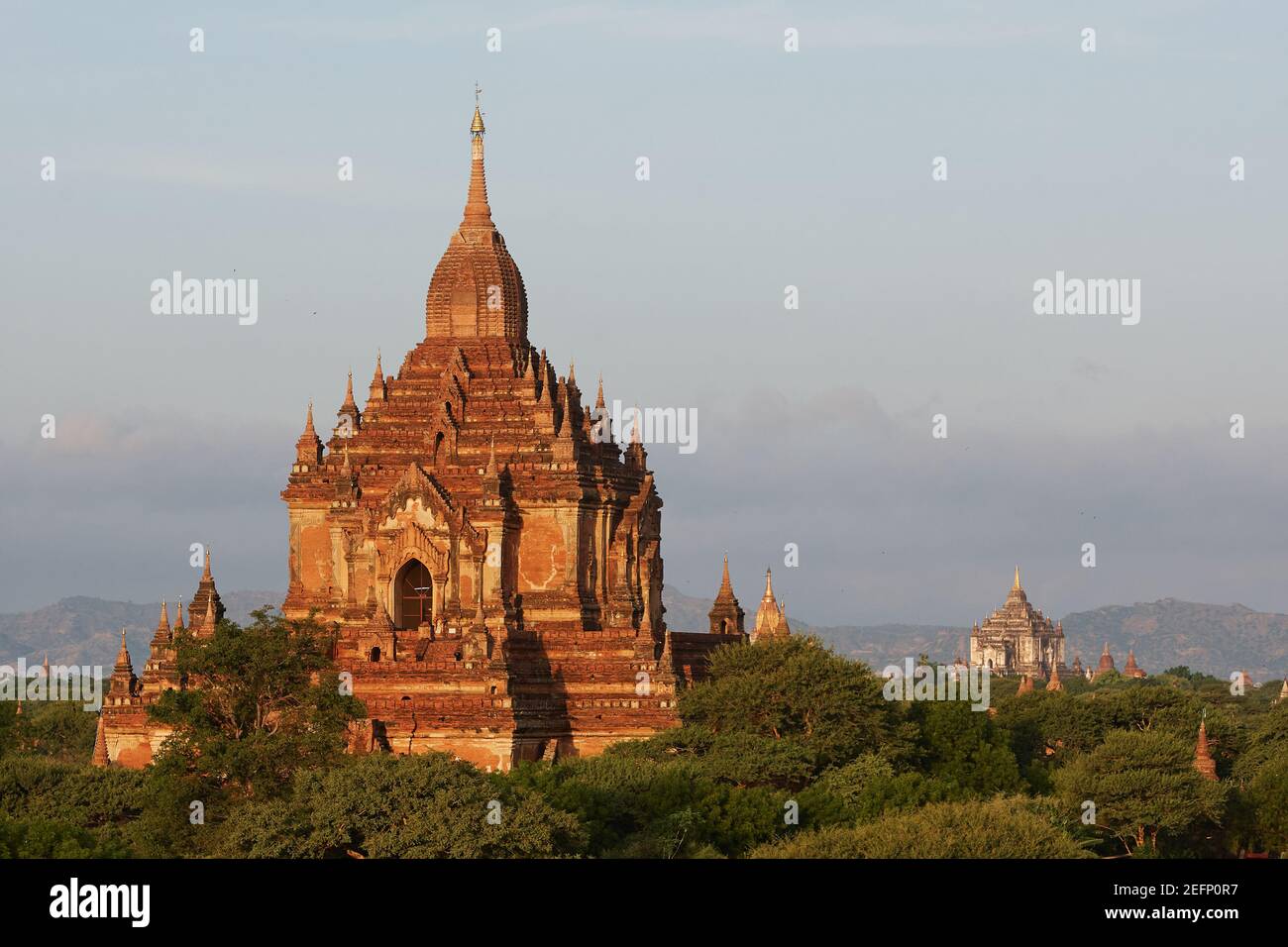 Temples in the Bagan Archaeological Zone, Myanmar near sunset Stock ...