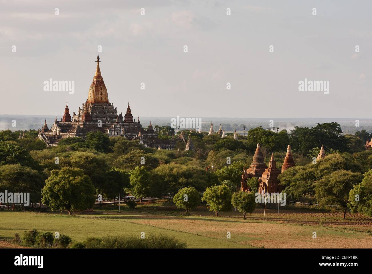 Temples in the Bagan Archaeological Zone, Myanmar near sunset Stock ...