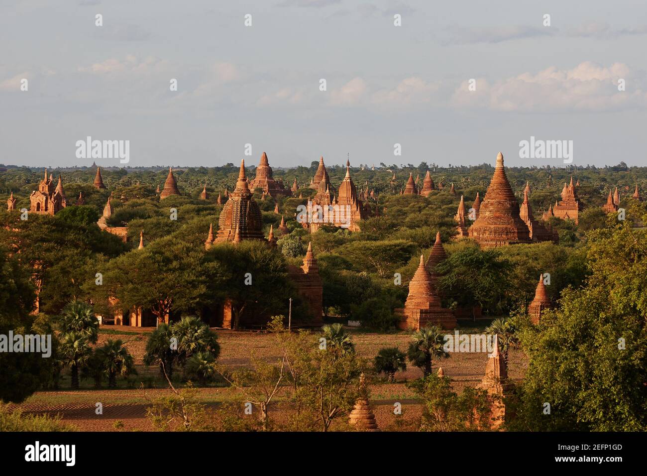 Temples in the Bagan Archaeological Zone, Myanmar near sunset Stock ...