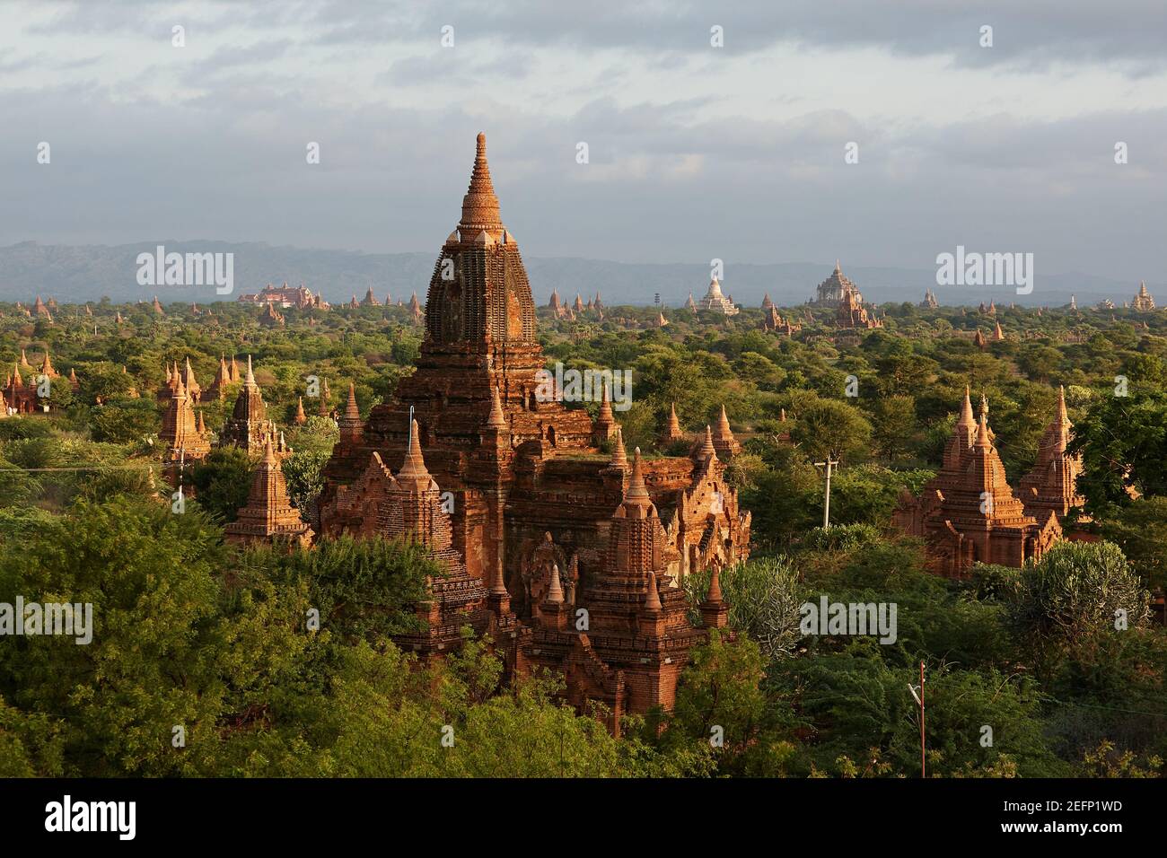 Temples in the Bagan Archaeological Zone, Myanmar near sunset Stock ...
