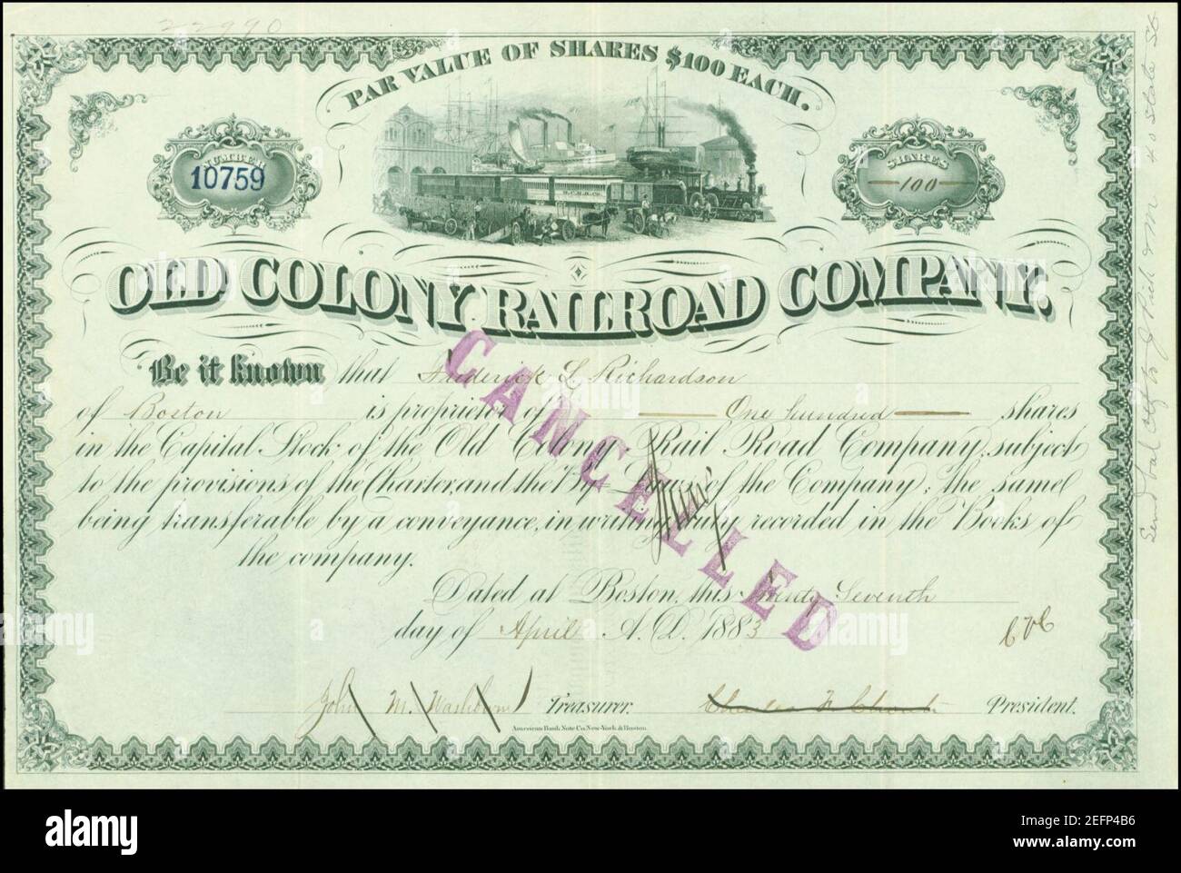 Old Colony RR 1883 Stock Photo - Alamy