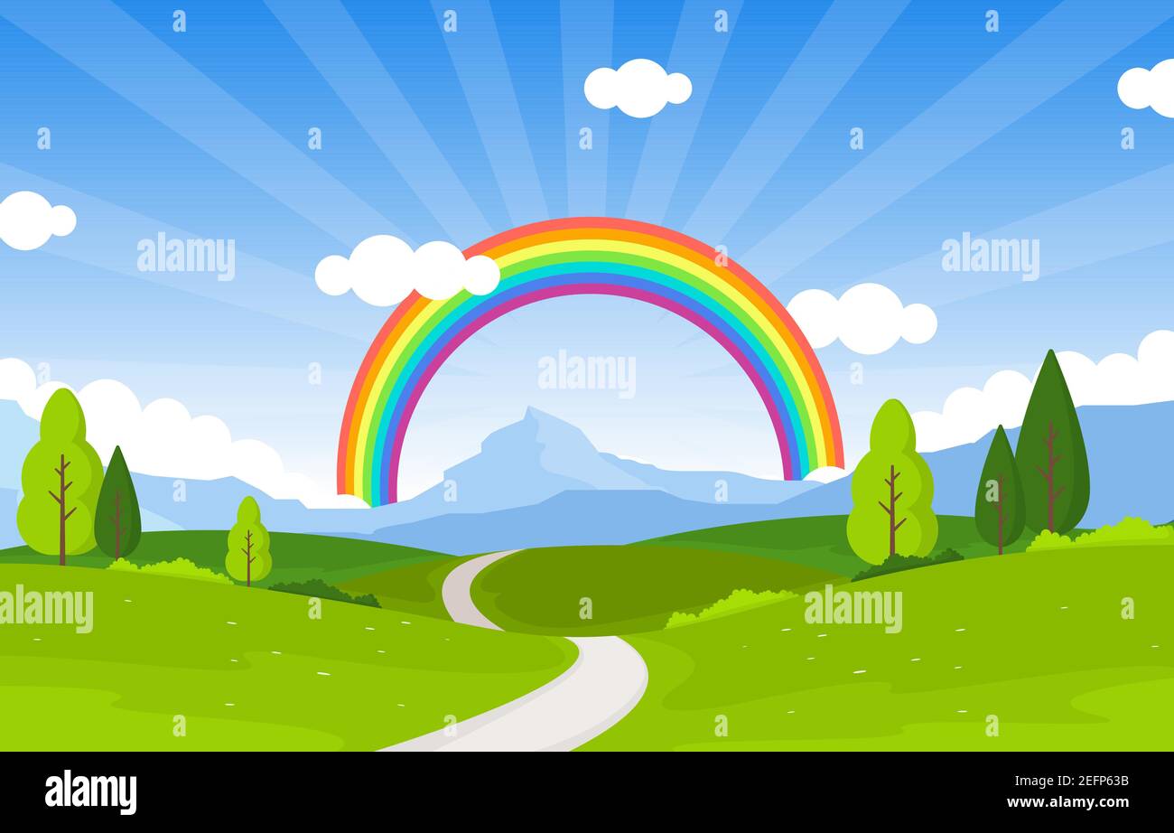 Highway with rainbow Stock Vector Images - Alamy