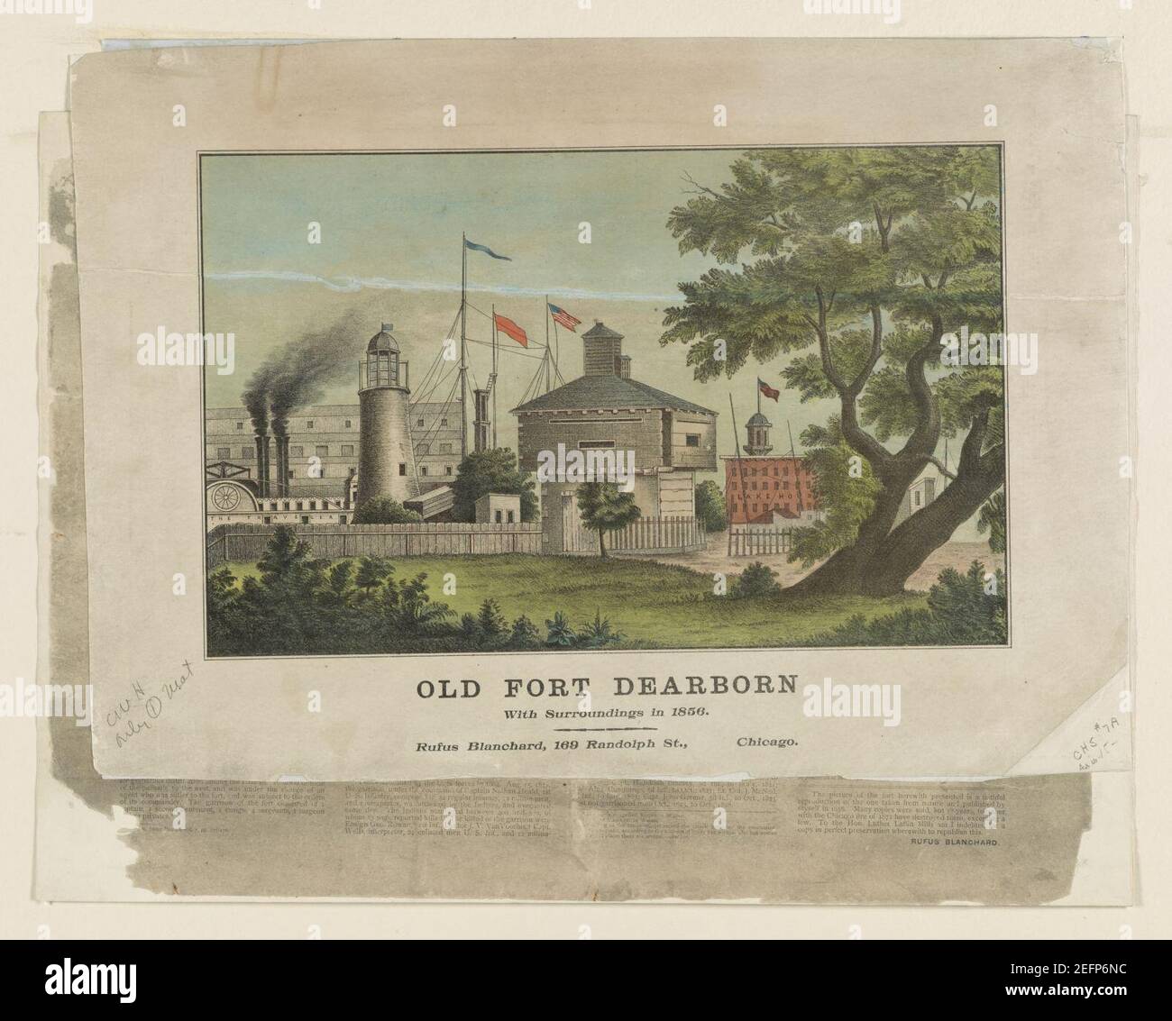 Old Fort Dearborn with surroundings in 1856 Stock Photo - Alamy
