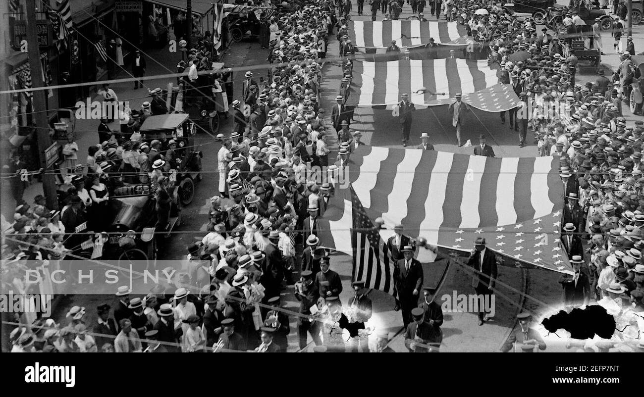 Old Home Week Parade and Flags 1918 Poughkeepsie Stock Photo - Alamy