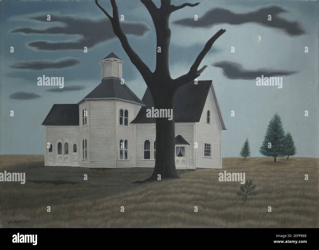 Old House, New Moon by George Ault (1943 Stock Photo - Alamy