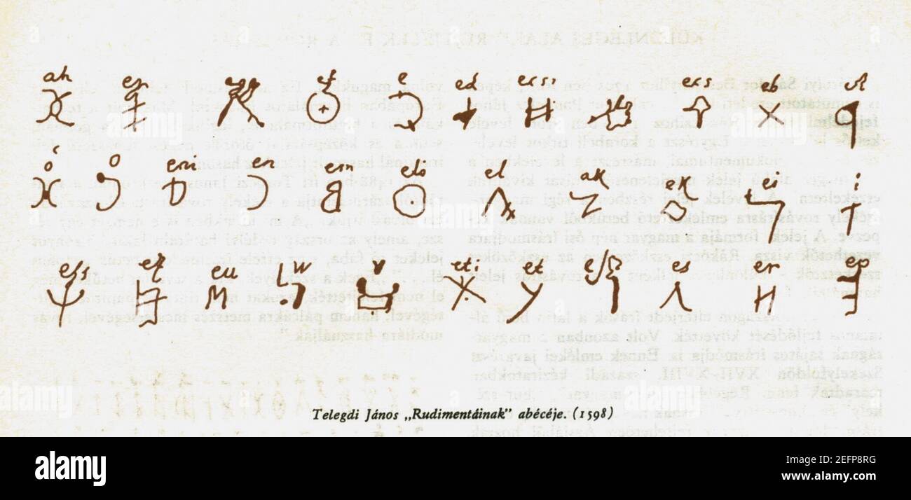 Old Hungarian alphabet of János Telegdi Stock Photo - Alamy